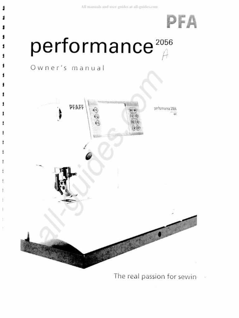 Pfaff Performance 205 Sewing Machine Instruction Manual | Download Free ...