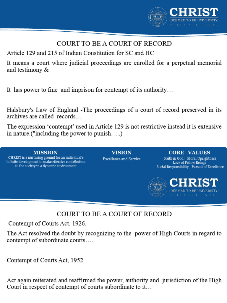 Court of Record | PDF | Contempt Of Court | Separation Of Powers