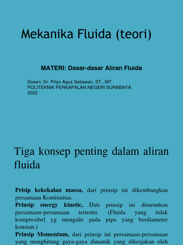 Dasar-Dasar Aliran Fluida | PDF