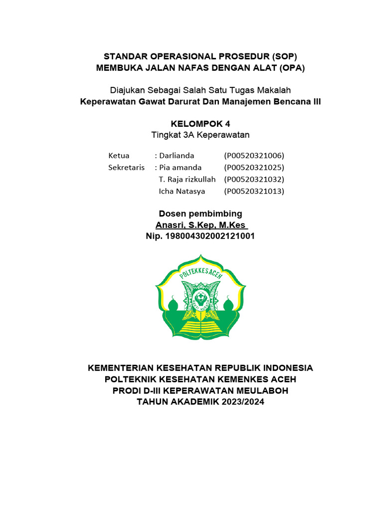 Sop Opa | PDF | Kesehatan Holistik