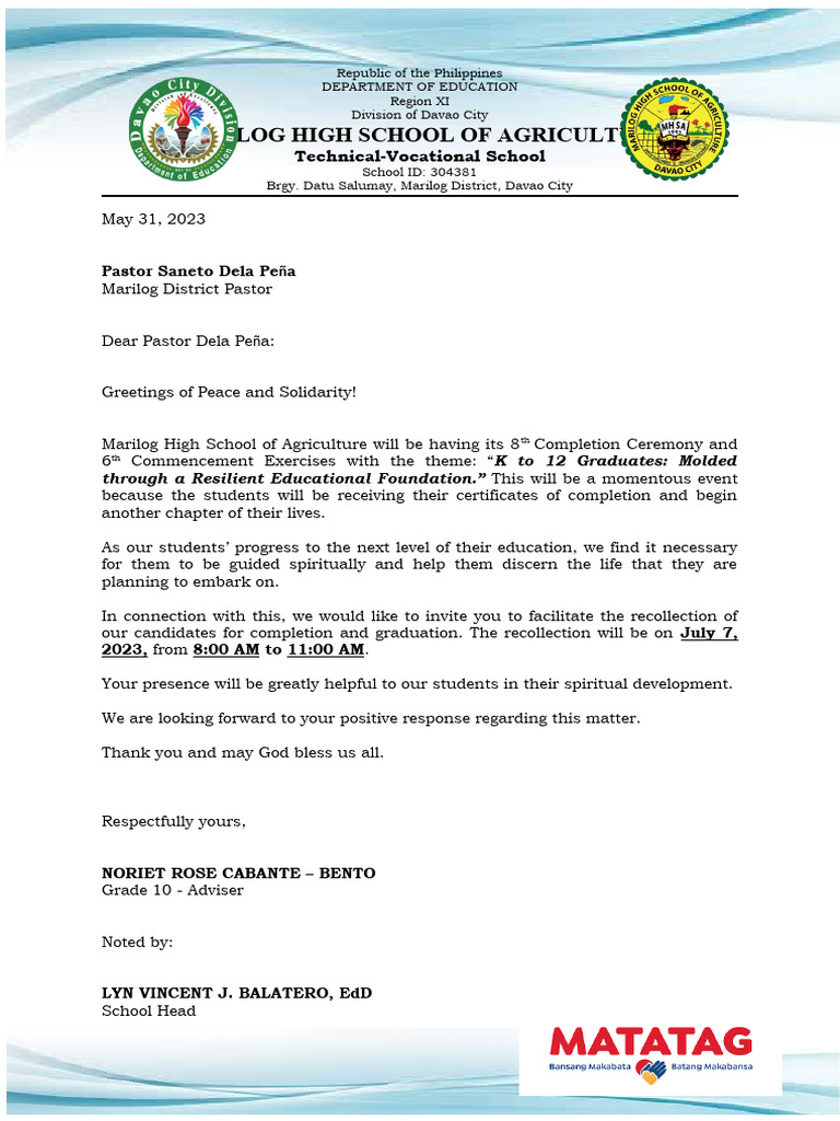 Invitation for Graduation Recollection | PDF