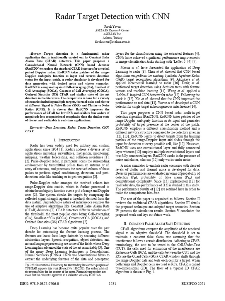 Good Radar Target Detection CNN 0001581 | PDF | Radar | Deep Learning