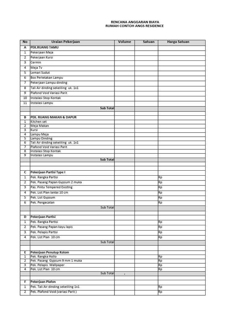 Contoh Rab - Interior | PDF