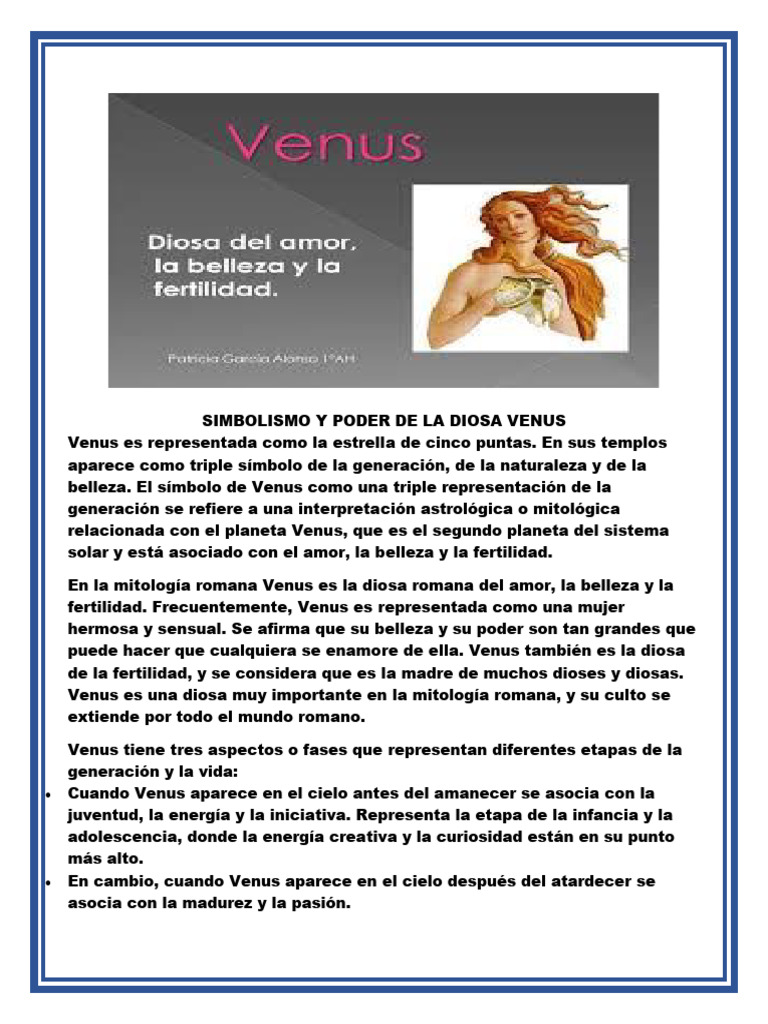 Simbolismo y Poder de La Diosa Venus | PDF