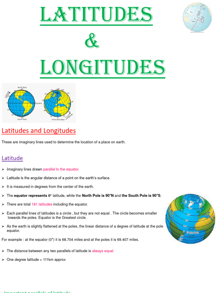 latitudes and longitudes | PDF | Equator | Latitude