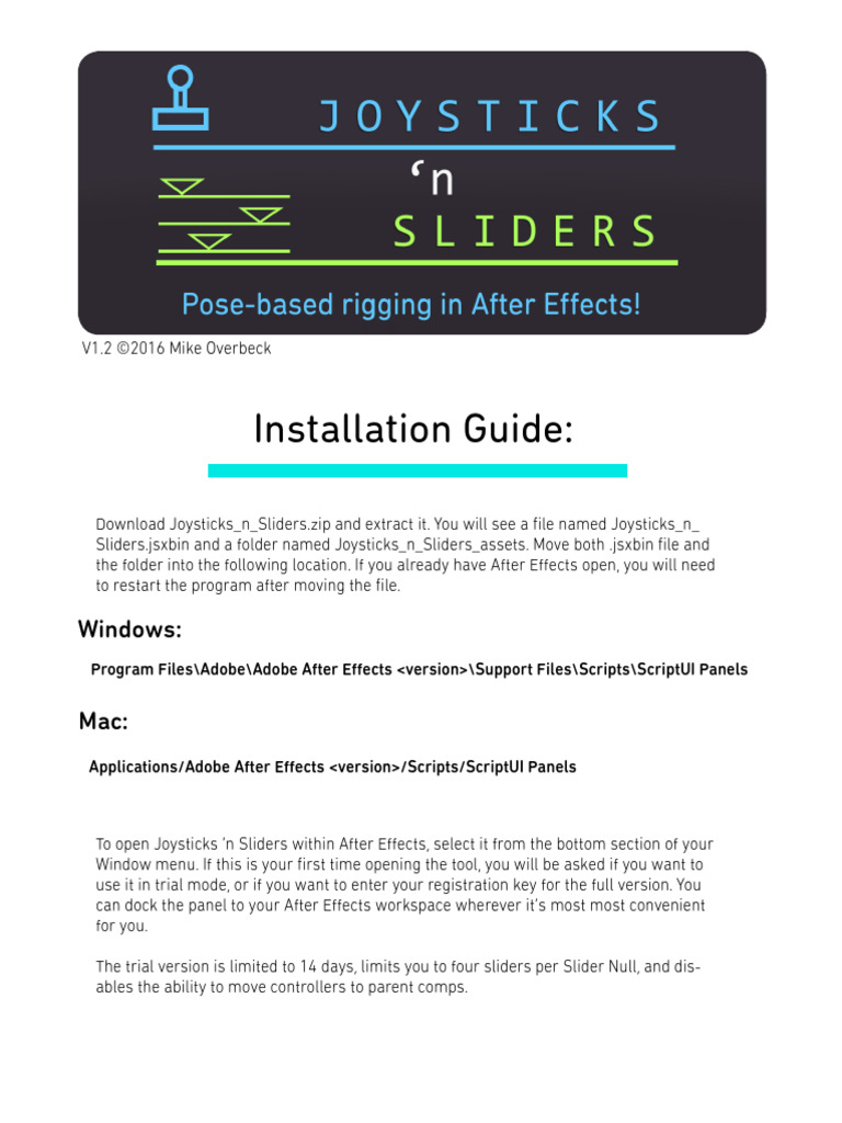 Joysticks N Sliders Instructions v1.2 | PDF | Computer File | Software