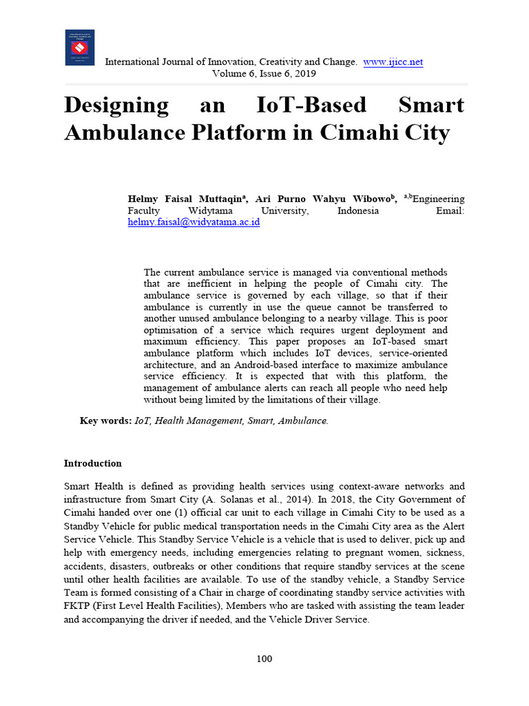Designing An IoT-Based Smart Ambulance Platform | PDF | Ambulance ...