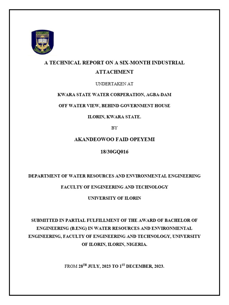 Faid Akandeowoo IT Report | PDF | Groundwater | Filtration