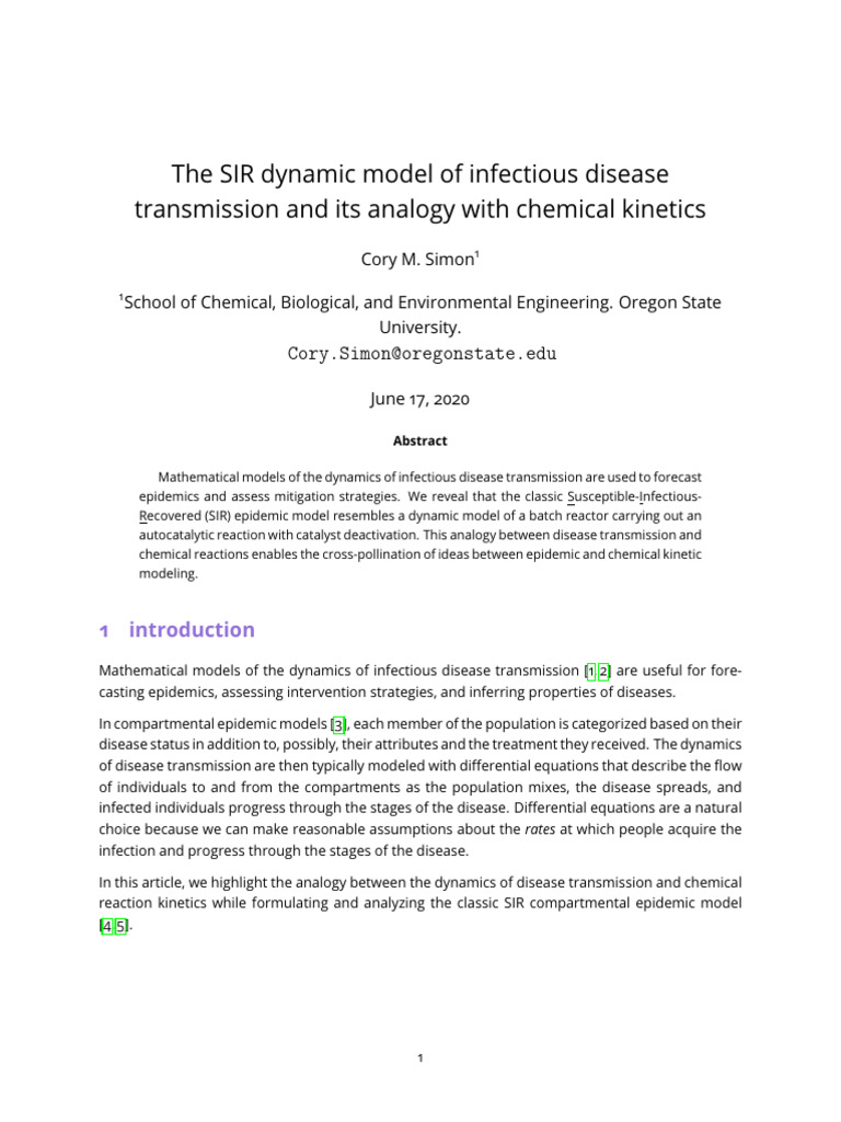(Cory M. Simon) SIR-dynamic-model | PDF | Health Sciences | Public Health (Cory M. Simon) SIR-dynamic-model | PDF | Health Sciences | Public Health