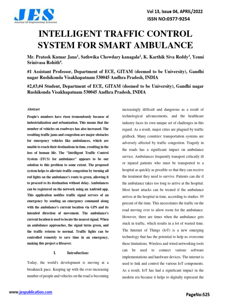 INTELLIGENT TRAFFIC CONTROL System For Smart Ambulance | PDF | Arduino ...