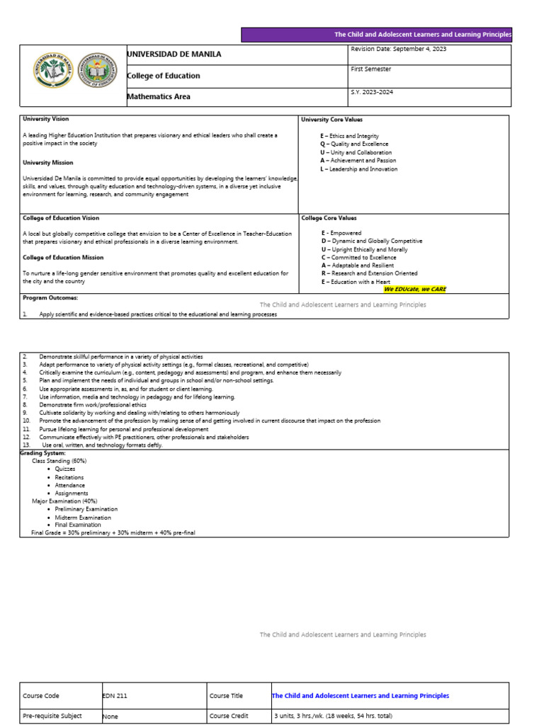 New Syllabus Template | Download Free PDF | Learning | Child Development
