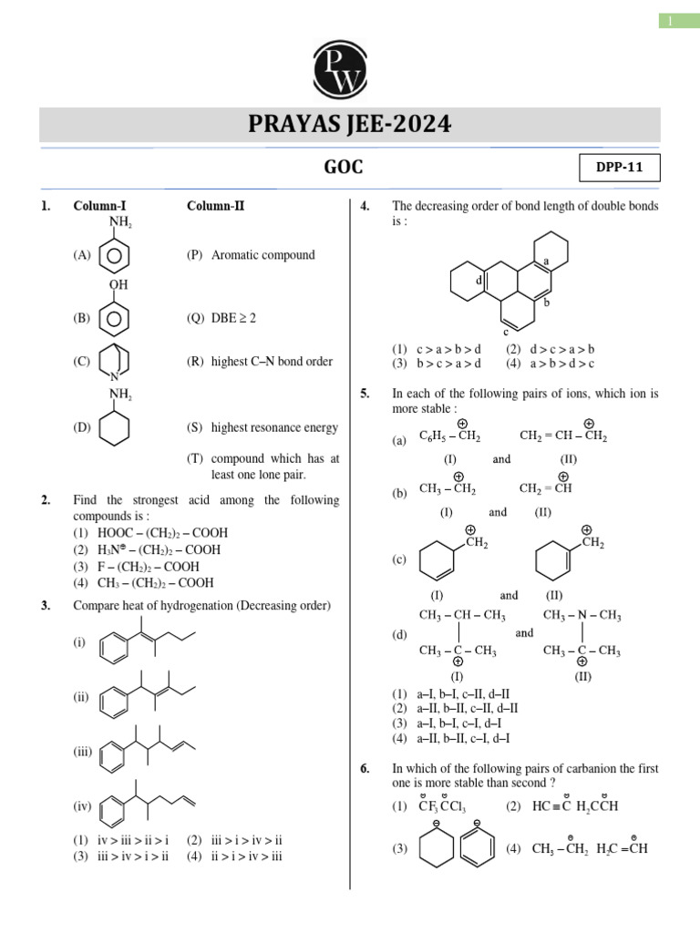 GOC _ DPP 11 (Of Lec 13) __ Prayas JEE 2024 | PDF