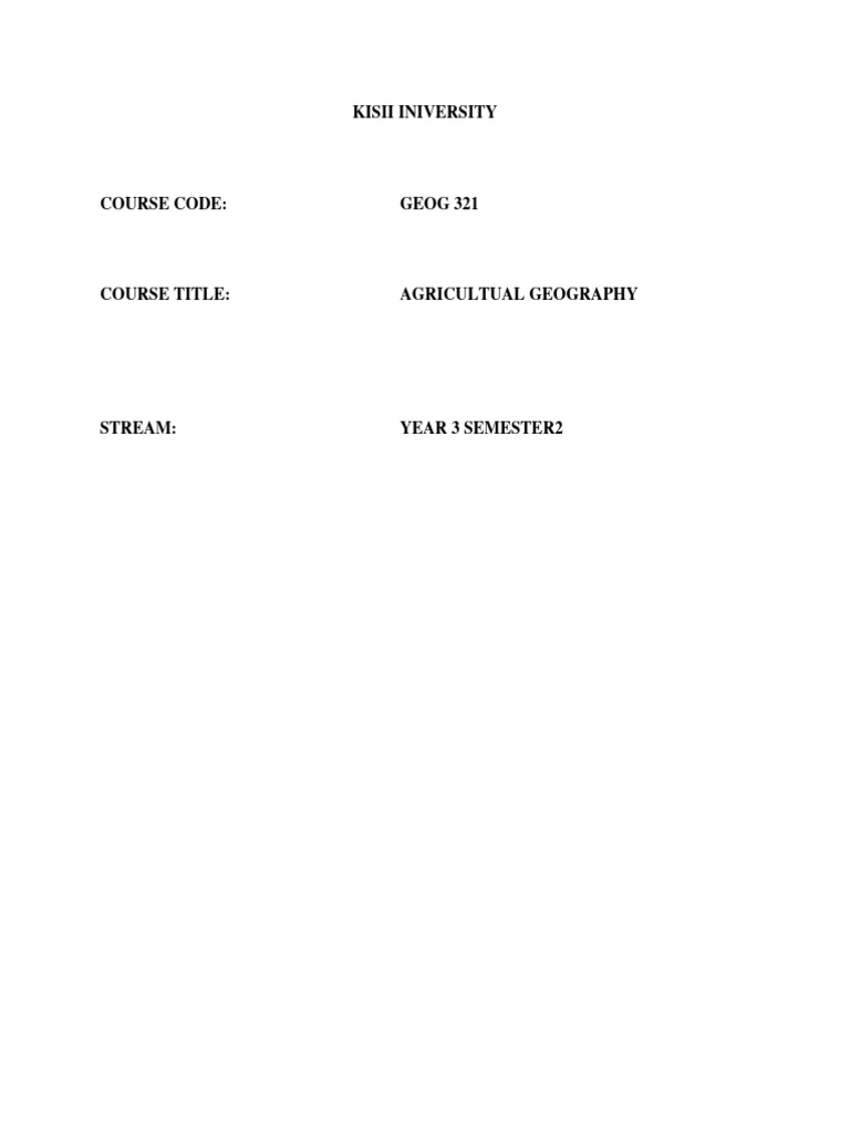Geog 321 Cot | PDF | Agriculture | Geography