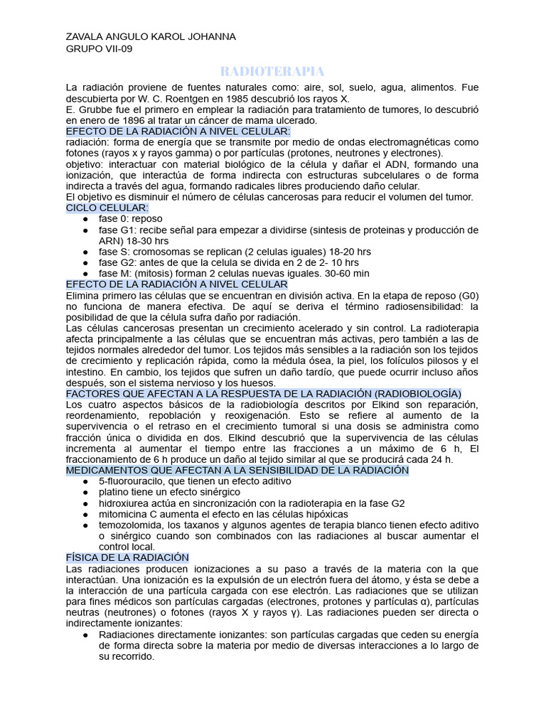 RADIOTERAPIA ONCO | PDF | Terapia de radiación | Cáncer