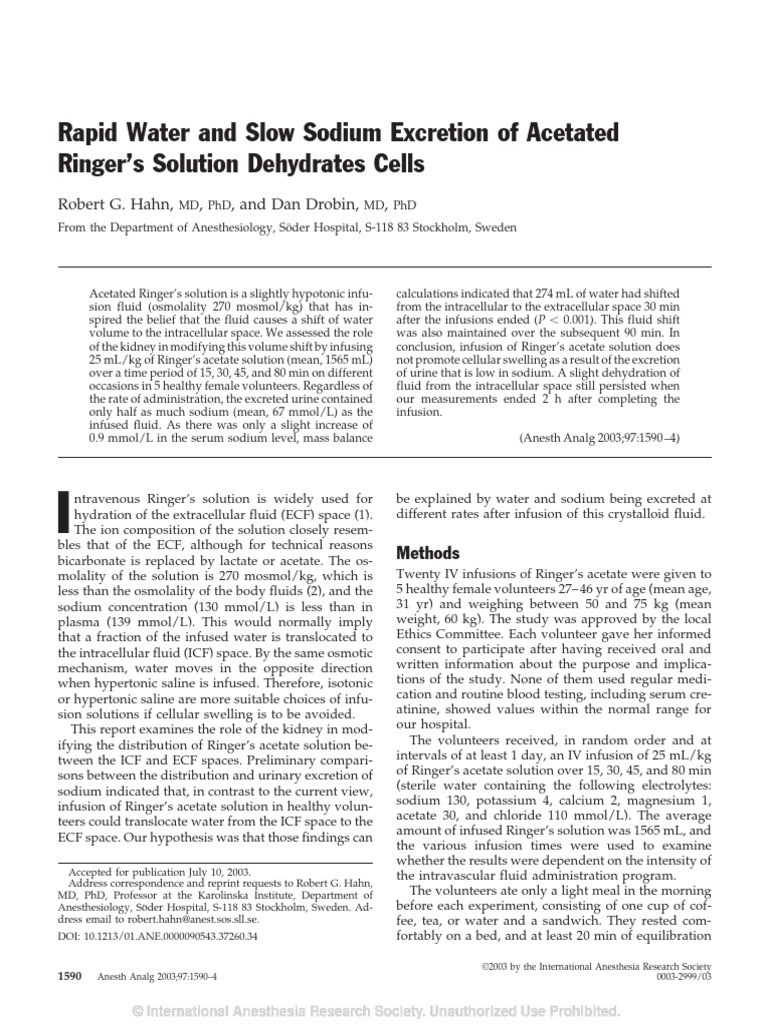 2003 - Rapid Water and Slow Sodium Excretion of Acetated Ringer in ...