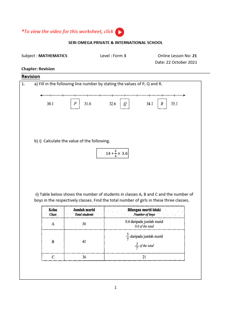 F3 Maths Online Lesson 21 | PDF | Mathematical Objects | Elementary ...
