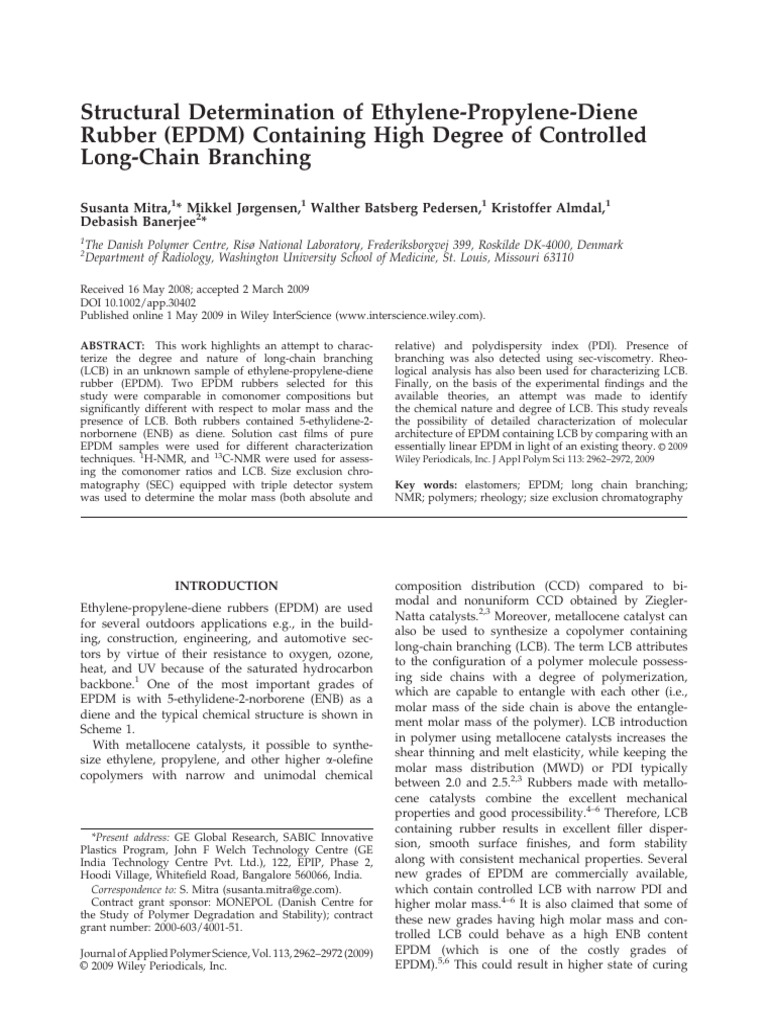 Characterizing Long-Chain Branching in EPDM | PDF | Proton Nuclear ...