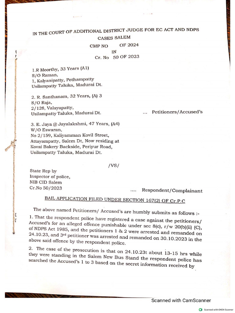 Moorthy and Others Bail | PDF