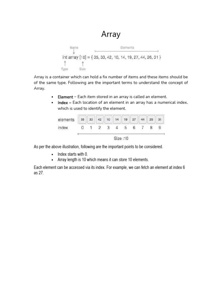 Arrays | PDF | Integer (Computer Science) | Variable (Computer Science) Arrays | PDF | Integer (Computer Science) | Variable (Computer Science)