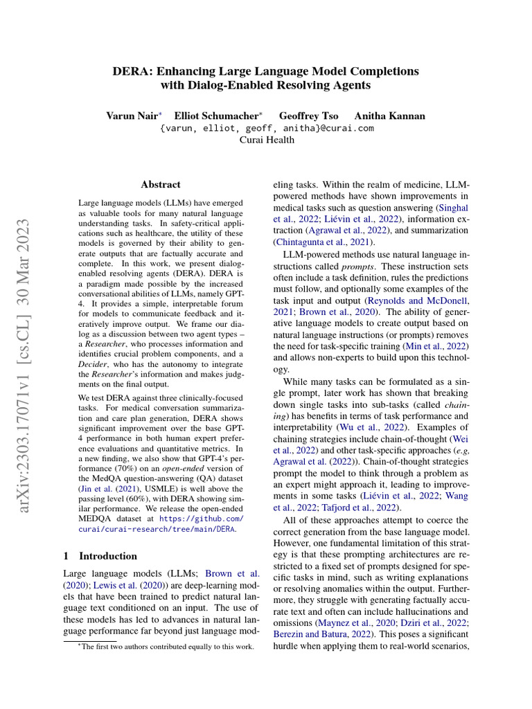 DERA Enhancing Large Language Model Completions | PDF | Urinary Tract Infection | Medicine