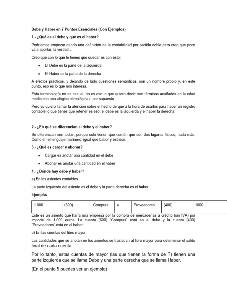 Guía Esencial de Debe y Haber | PDF | Contabilidad | Dinero