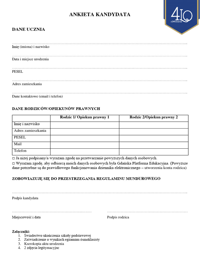 Ankieta Kandydata (1) 2 | PDF