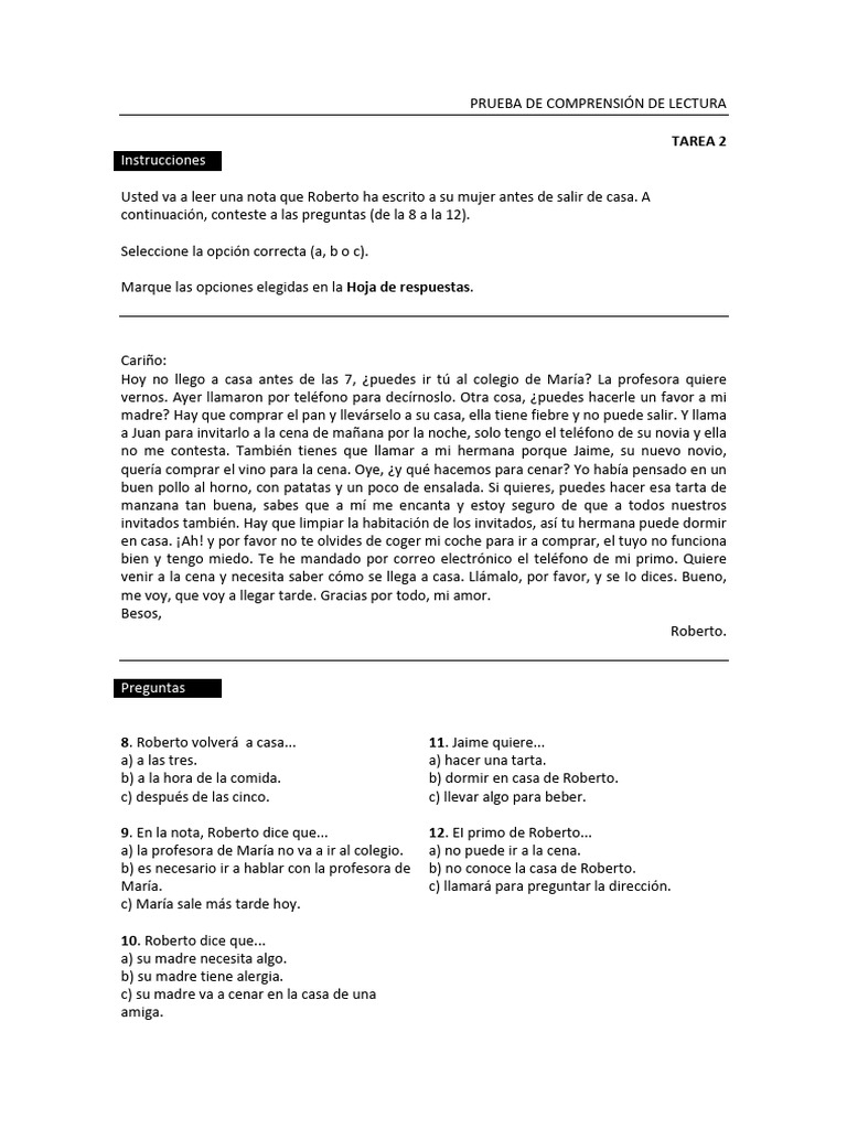 A2 - Comprensión Lectora | PDF | Apartamento