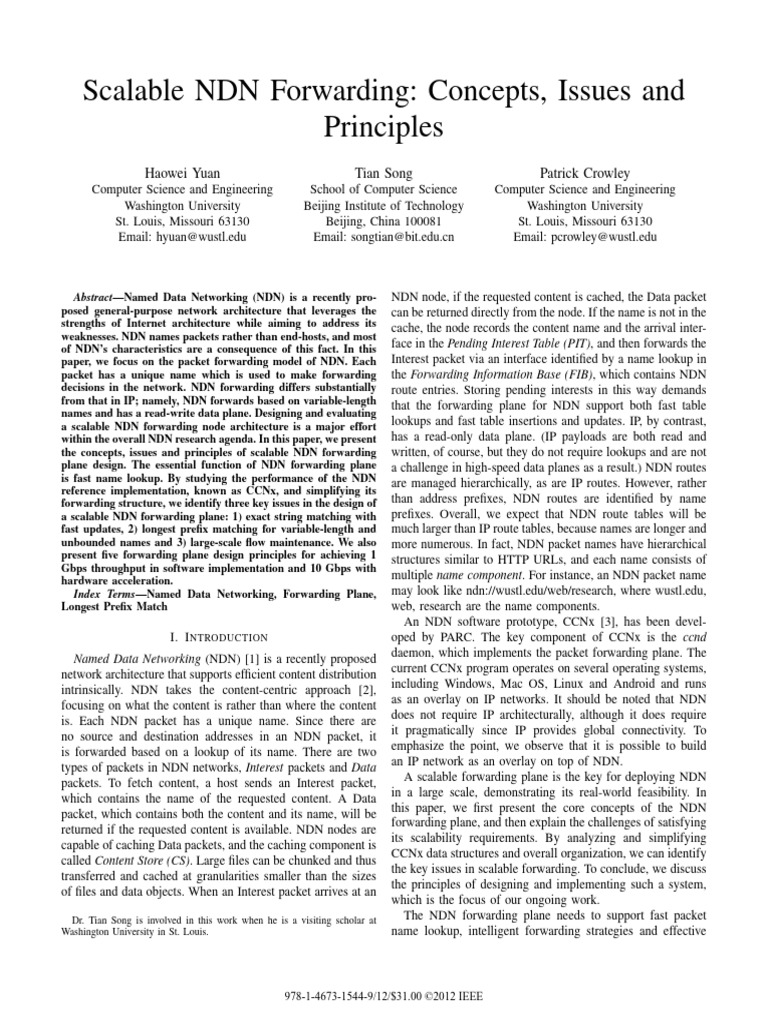 Scalable NDN Forwarding Concepts, Issues and | Download Free PDF ...