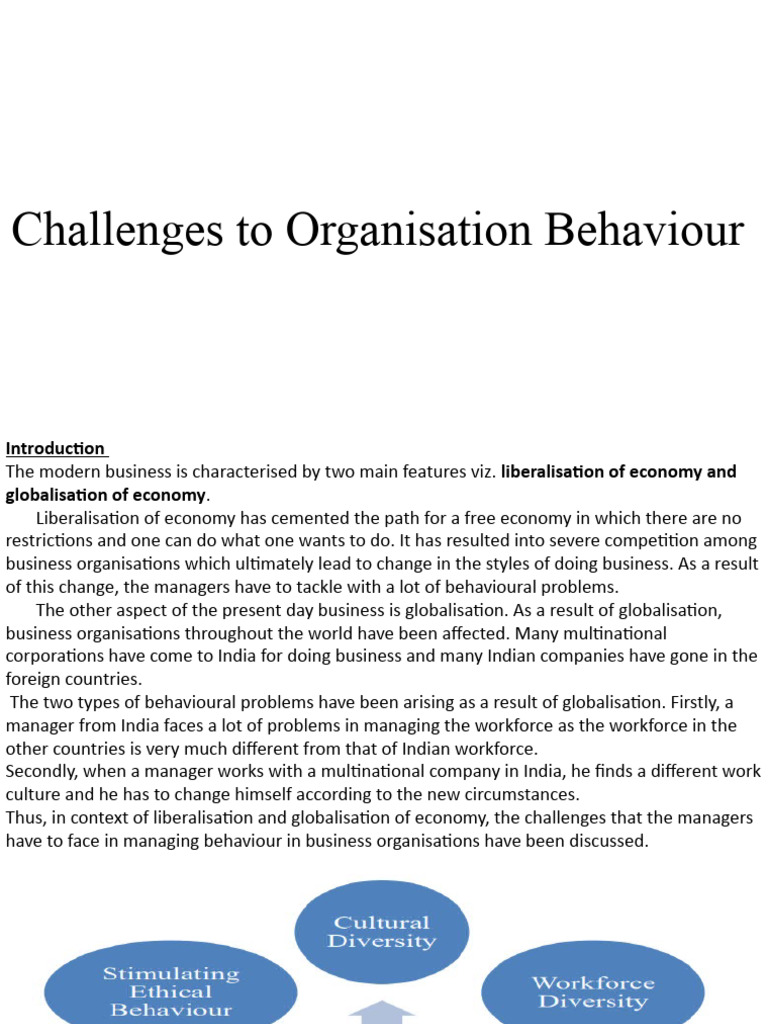 Challenges in Organizational Behavior | PDF | Behavior | Mergers And ...