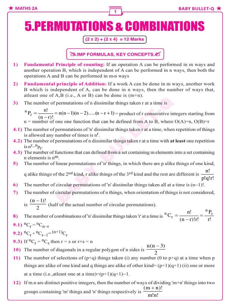 5 Permutations Combinations | PDF | Numbers | Permutation