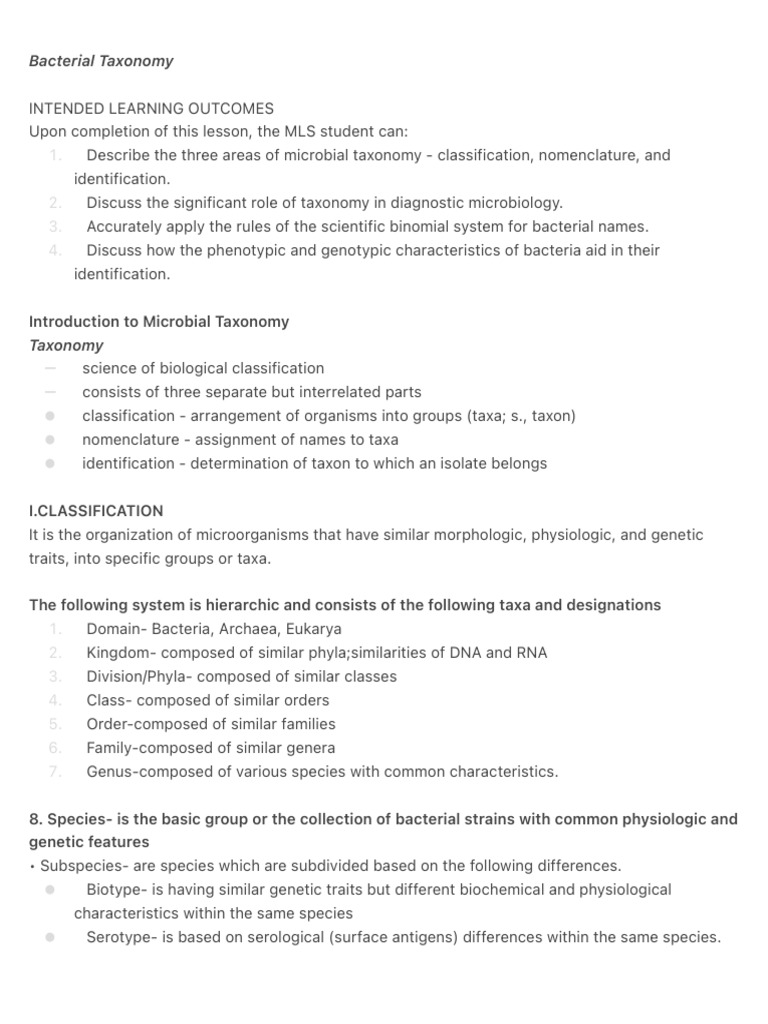 Bacterial Taxonomy Pdf Bacteria Cell Biology