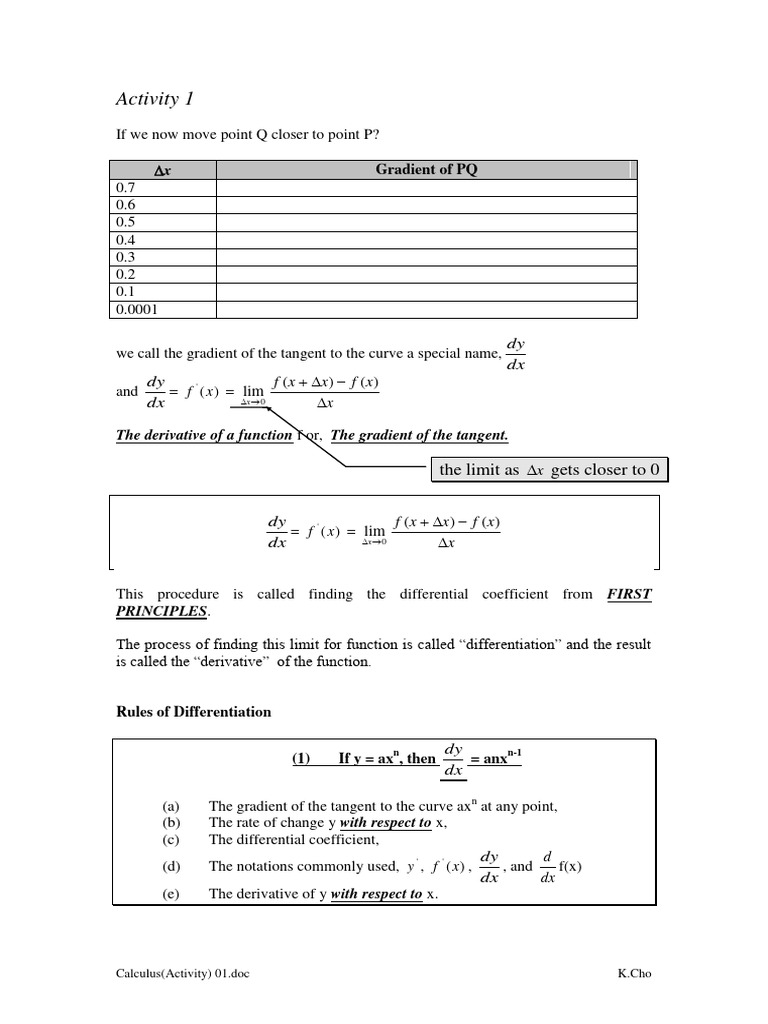 Calculus (Activity) 01 | PDF