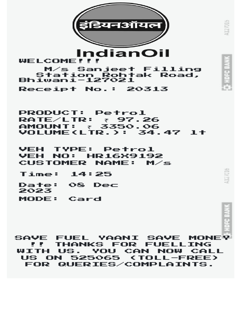 Fuel Bill Template 20313 PDF | PDF