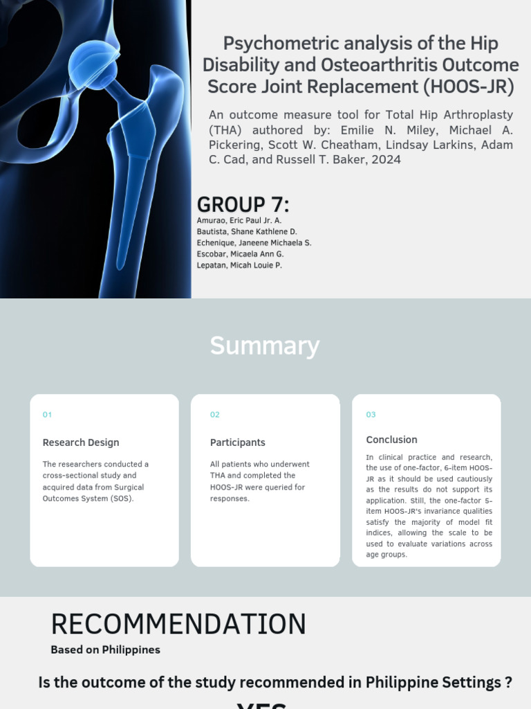 Group 7 Outcome Measures | PDF | Osteoarthritis | Health Sciences