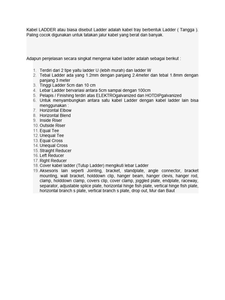 Kabel Ladder - Tipe Ladder & Accessories | PDF