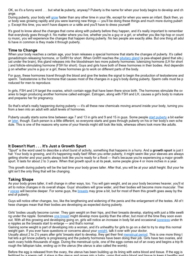 Puberty Pdf Puberty Luteinizing Hormone