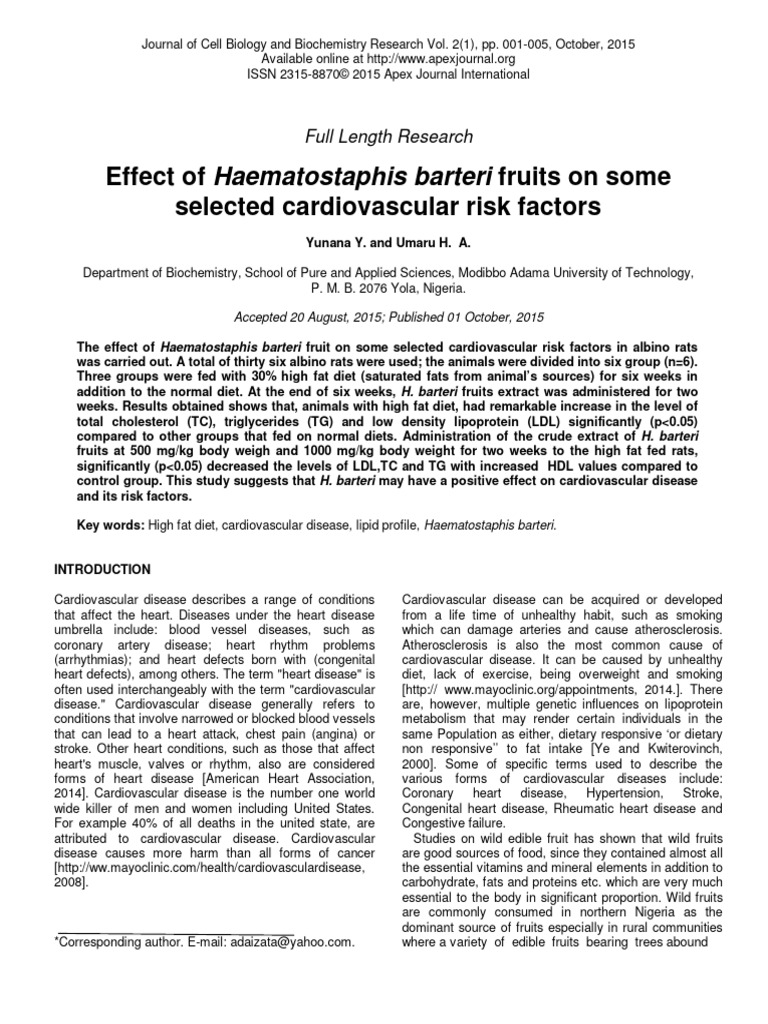 Yunana and Umaru | PDF | Fat | Low Density Lipoprotein