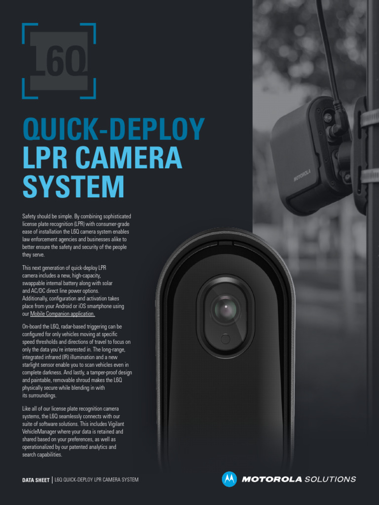 QUICK-DEPLOY LPR CAMERA SYSTEM - Motorola | PDF | Camera | Electronics