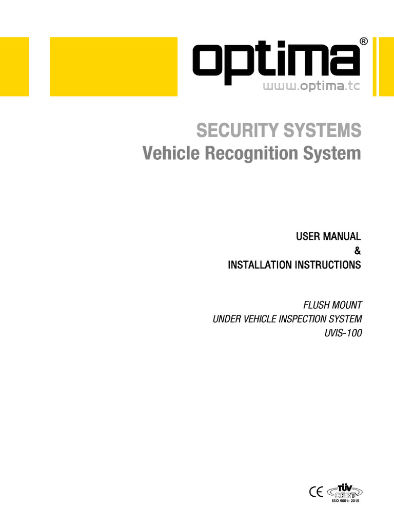 Optima UVIS-100 Flush Mount Under Vehicle Inspection System | PDF ...