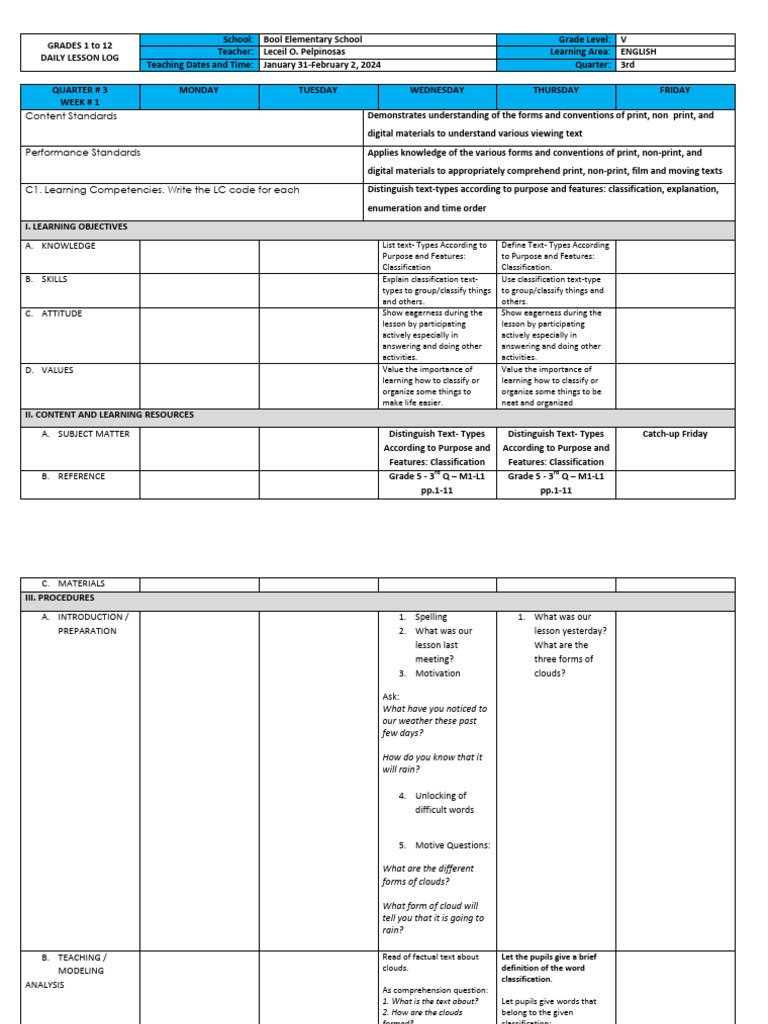 ENGLISH-5-Q3-W1 Final | PDF | Learning | Human Communication