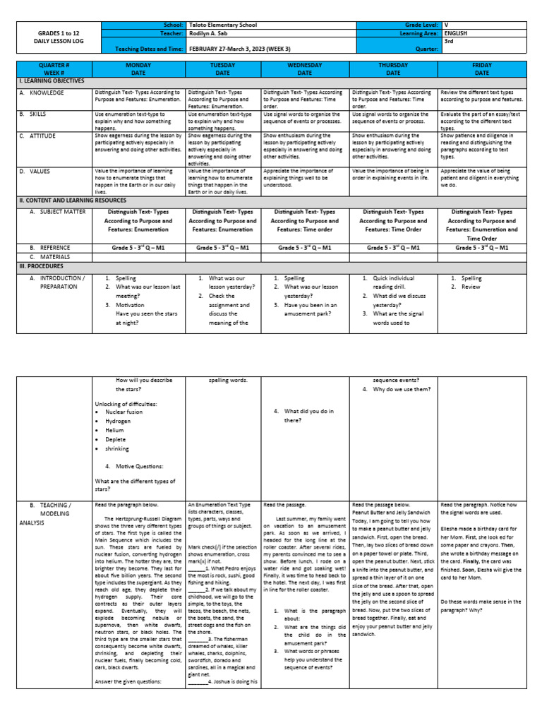 English 5 Q3 W3 | PDF