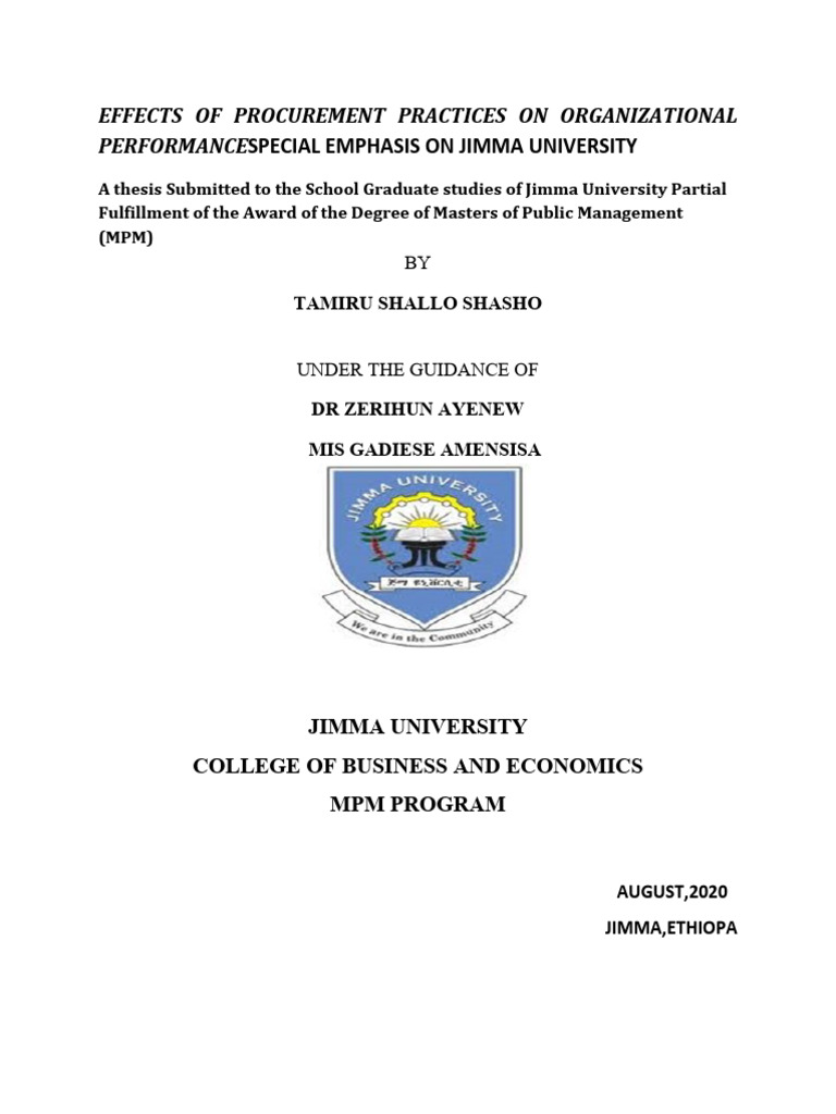 Tamiru Shallo Shasho | PDF | Procurement | Theory