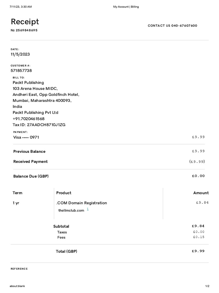 Godaddy Domain Invoice | PDF