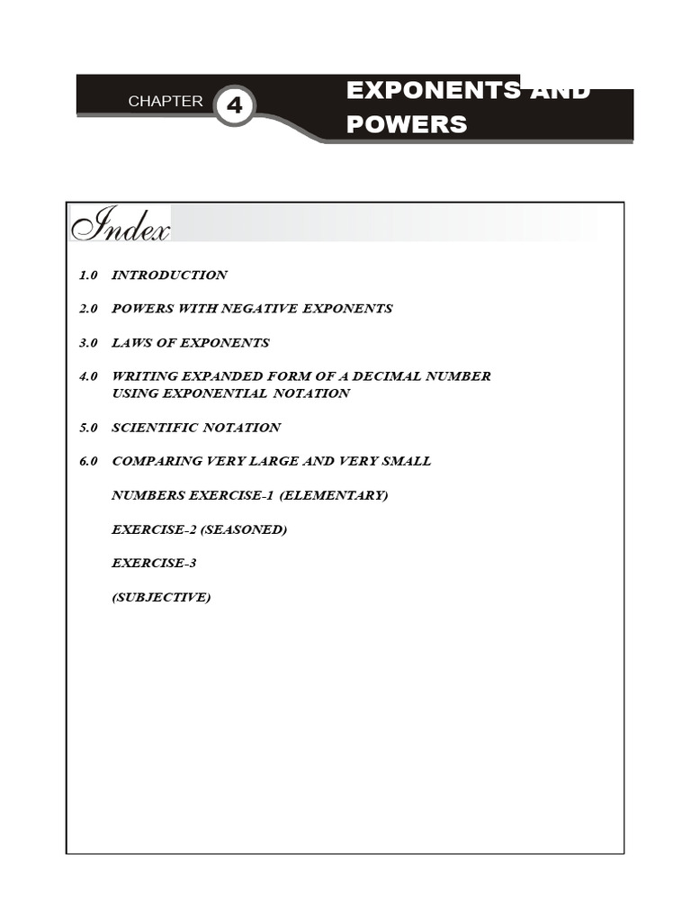 Exponents & Powers | PDF | Exponentiation | Mathematics