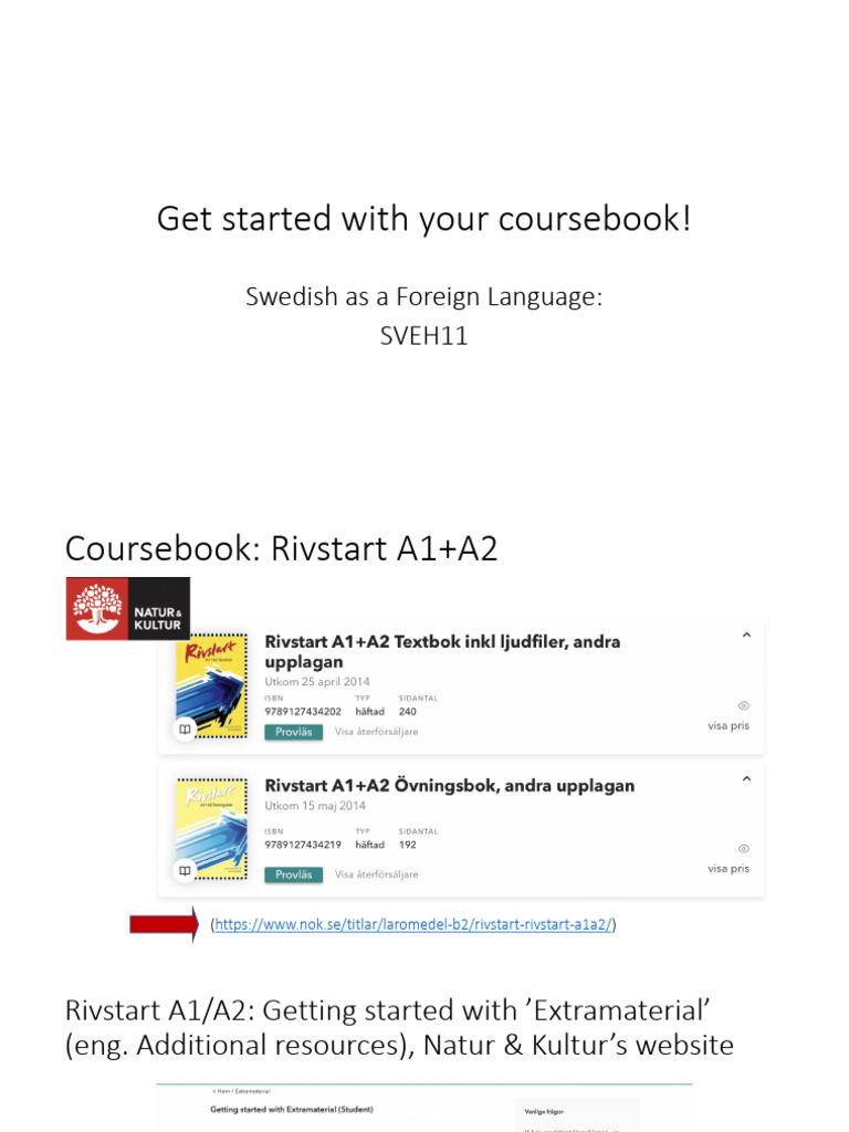 Rivstart_A1_A2_Get Started With Your Coursebook | PDF