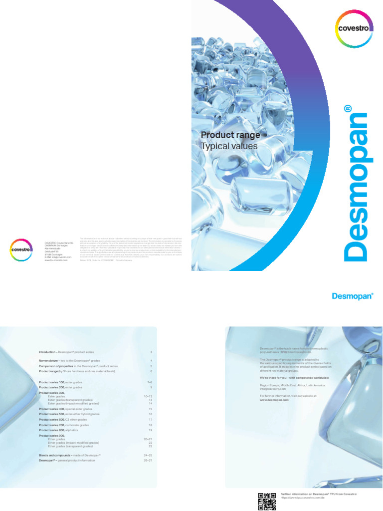 Desmopan Product Range EN | PDF | Extrusion | Pascal (Unit)