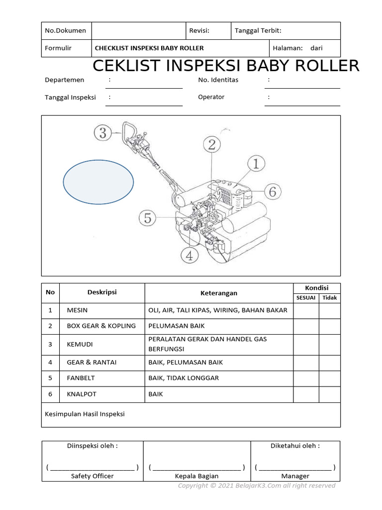 Check List Inspeksi Baby Roller | PDF