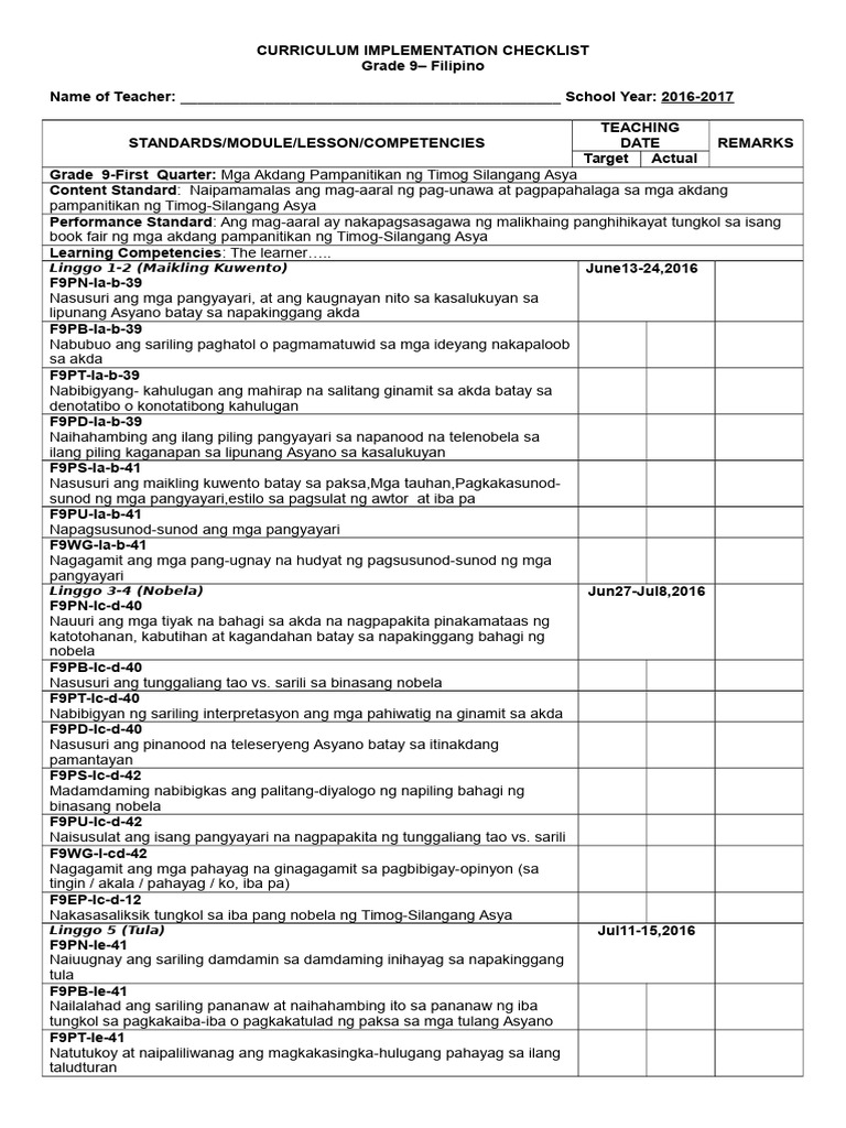 Grade 9 First Quarter | PDF
