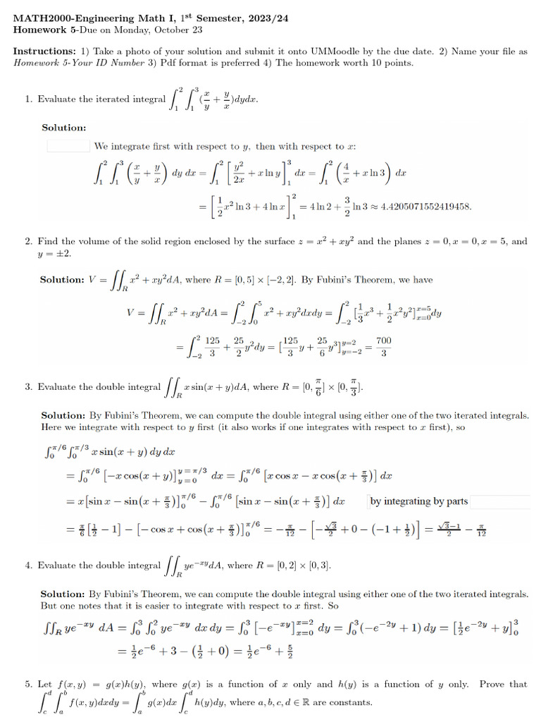 Homework 5-MATH 2000-Due On Oct.23-Solution | PDF | Mathematical Analysis | Geometry