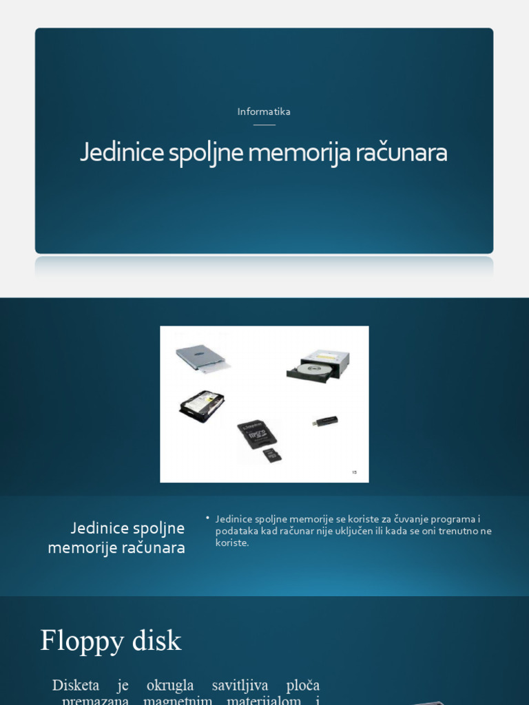 Jedinice Spoljne Memorija Računara | PDF
